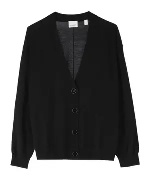 Burberry V-neck Knitted Cardigan With Check Elbow Patches