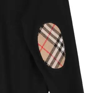 Burberry V-neck Knitted Cardigan With Check Elbow Patches