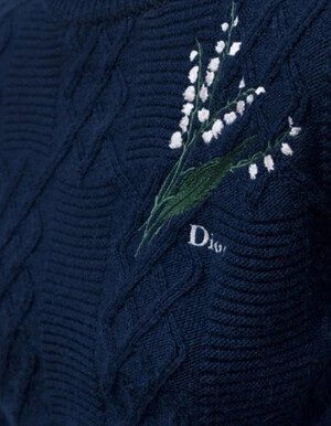 Dior Embroidered Fitted Sweater - Navy Blue