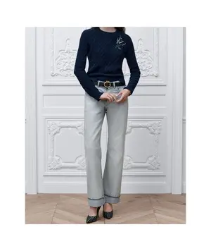 Dior Embroidered Fitted Sweater - Navy Blue