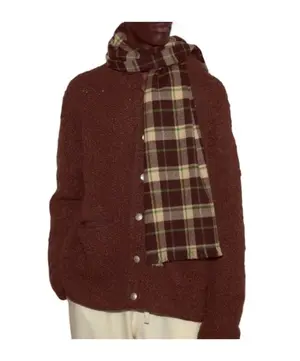 BODE Woodcrest Plaid Wool Scarf - Brown