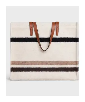 Celine Large Cabas Tote In Striped Textile With Jacquard