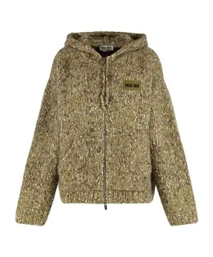 Miu Miu Zip-up Knitted Hoodie