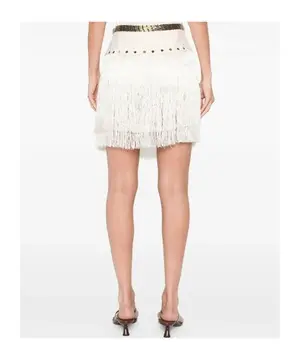 BODE Beaded Fringe Mini Skirt - White