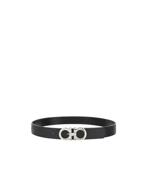 FERRAGAMO Double Gancini Belt - Black