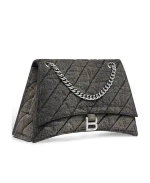 Balenciaga Crush Medium Quilted Shoulder Bag - Black