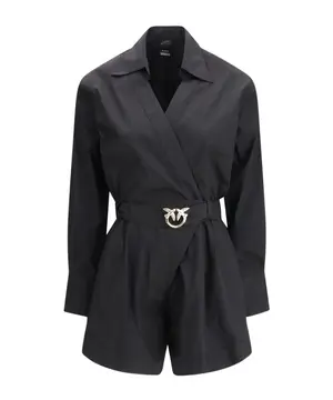 Pinko V-neck Belted Playsuit With Logo Buckle