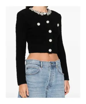 SELF-PORTRAIT Embellished Crewneck Cardigan