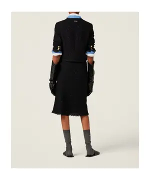 Miu Miu Embroidered Logo Cropped Jacket