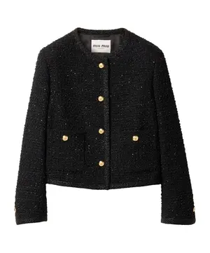 MIU MIU Miu Miu Embroidered Logo Cropped Jacket