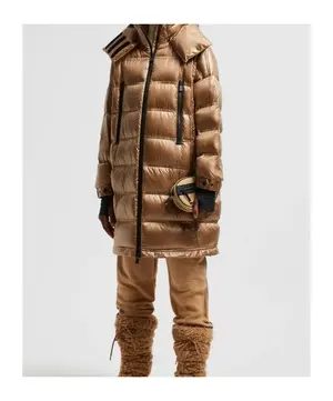 Moncler Rochelair" Long Down Coat - Beige