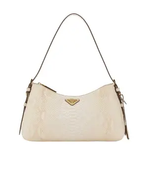 Prada Embossed Zipped Shoulder Bag - Sand