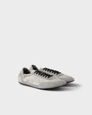 Prada Re-nylon And Suede Elasticized Sneakers - Cloud Ash