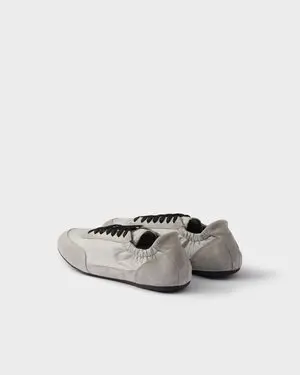 Prada Re-nylon And Suede Elasticized Sneakers - Cloud Ash