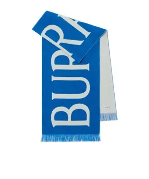 Burberry Logo Wool Scarf - Blue