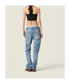 Miu Miu Washed Denim Bandeau Top - Navy