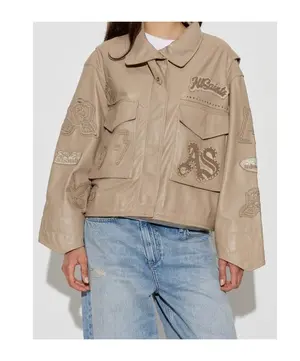 ALLSAINTS Long-sleeved Leather Jacket With Patches