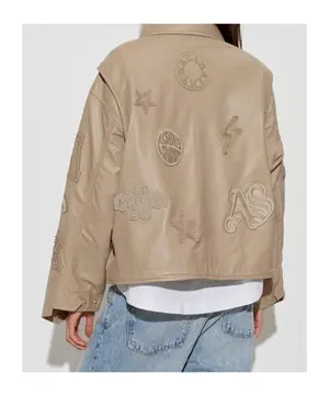 ALLSAINTS Long-sleeved Leather Jacket With Patches