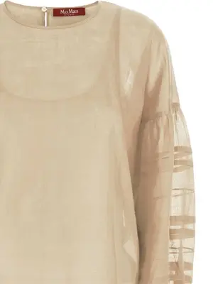 Max Mara Crew Neck Long Sleeve Shirt With Horizontal Pleats