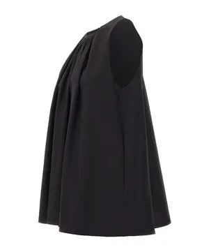 Loulou De Saison Sleeveless Gathered Round Neck Top - Black