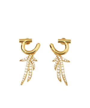 FERRAGAMO Embellished Gancini Stud Earrings - Gold