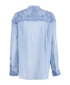 Ermanno Scervino Striped Lace Detail Long Sleeve Shirt