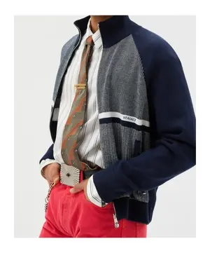 Versace Knitted Zip Sweater With Medusa Hardware
