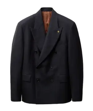 Versace Pinstripe Boxy Blazer - Navy