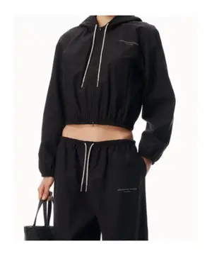 Alexander Wang Cropped Rhinestone Hooded Jacket