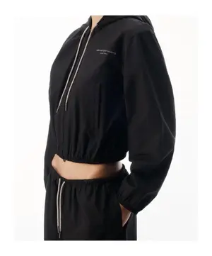 Alexander Wang Cropped Rhinestone Hooded Jacket