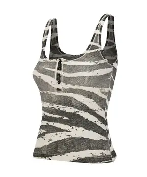 Blumarine Zebra Print Ribbed Sleeveless Top
