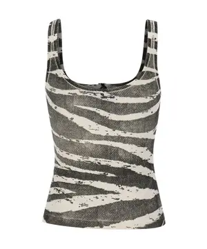 Blumarine Zebra Print Ribbed Sleeveless Top