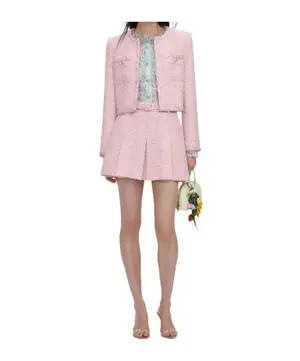 SELF-PORTRAIT Boucle Jacket With Hook-eye Closure