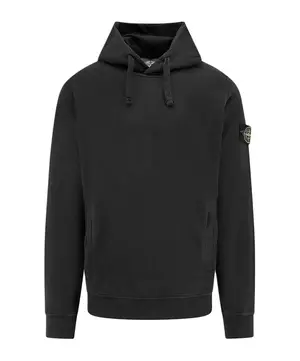 Stone Island Compass Patch Drawstring Hoodie - Black