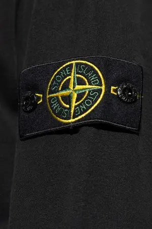 Stone Island Compass Patch Drawstring Hoodie - Black