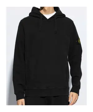 Stone Island Compass Patch Drawstring Hoodie - Black
