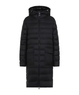 Moncler Long Hooded Padded Coat With Logo Patch