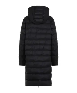 Moncler Long Hooded Padded Coat With Logo Patch