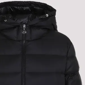 Moncler Long Hooded Padded Coat With Logo Patch