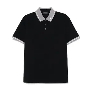 Emporio Armani Piped Collar Piqué Polo Shirt