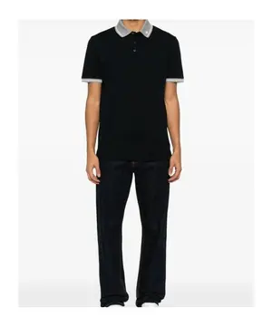 Emporio Armani Piped Collar Piqué Polo Shirt