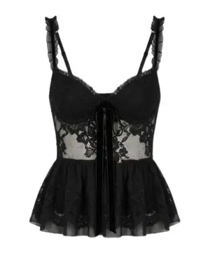 ANIYE BY Lace Trimmed Floral Pattern Top