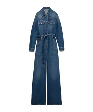 Prada Belted Denim Jumpsuit - Navy