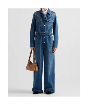 Prada Belted Denim Jumpsuit