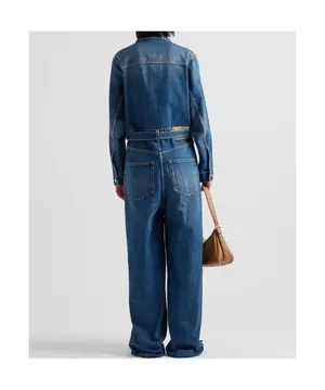 Prada Belted Denim Jumpsuit