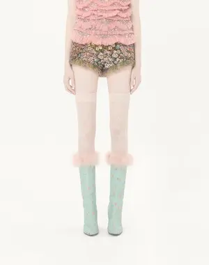 Valentino Garavani Floral Patterned Fringed Hem Shorts
