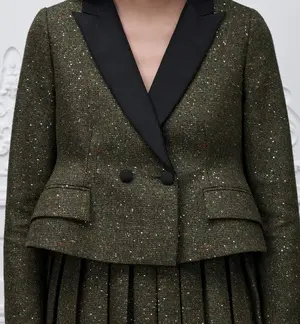 Dior Cropped Fitted Jacket With Shawl Lapel And Fabric Covered Button Front