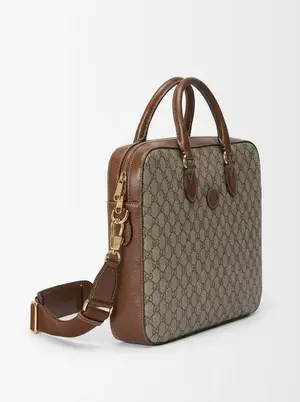 Gucci Interlocking G Monogram Laptop Bag - Nude