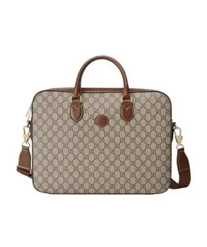 Gucci Interlocking G Monogram Laptop Bag - Nude