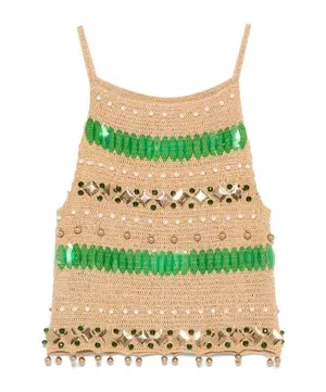 BODE Calypso Beaded Embellished Tank - Nude